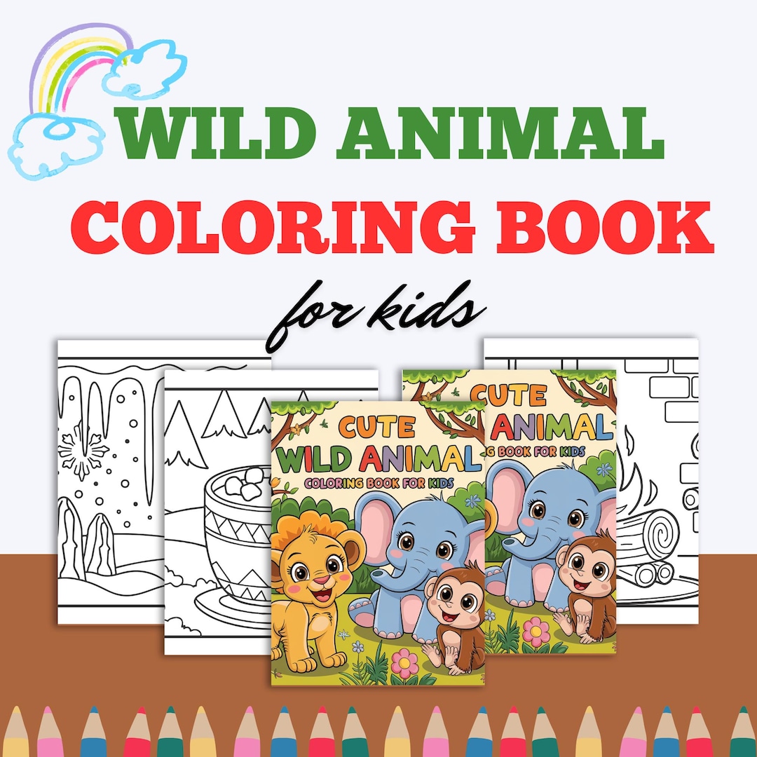 Cute Wild Animal Coloring Pages for Kids, Printable Coloring Pages ...