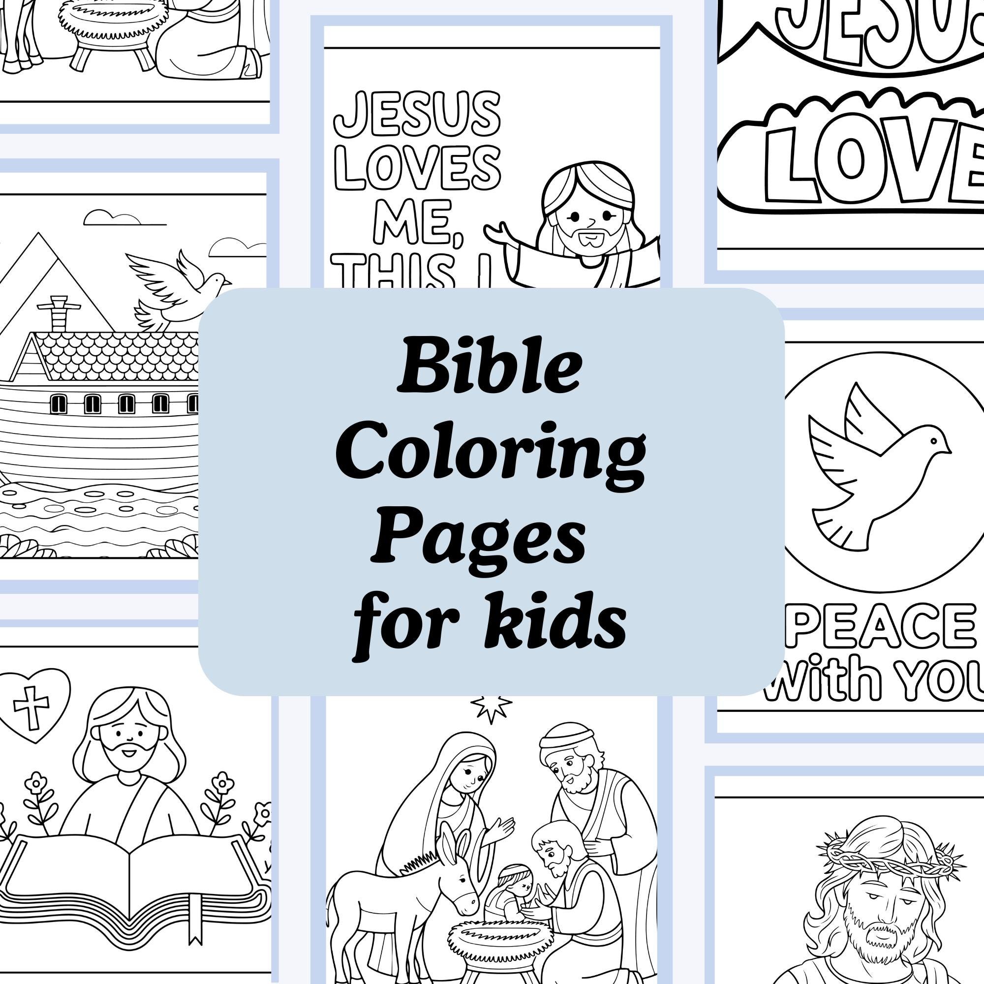 Bible Coloring Book for Kids, Religious Themed Coloring Book, Christian ...