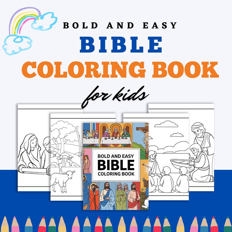 Bible Coloring Book for Kids, Religious Themed Coloring Book, Christian ...