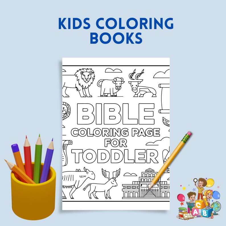 Bible Coloring Book for Kids, Religious Themed Coloring Book, Christian ...