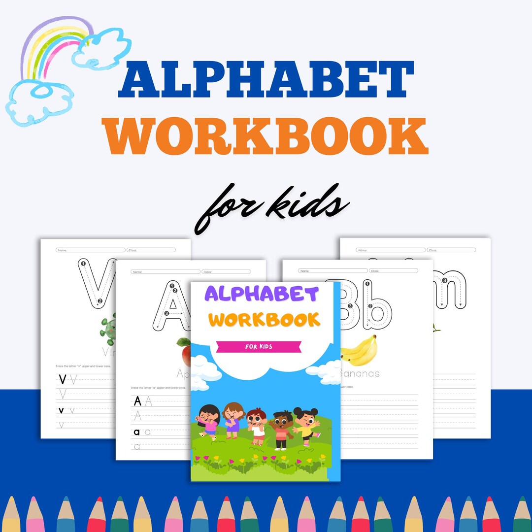 Alphabet Activity Workbook for Kids, Printable Letter Tracing Workbook ...