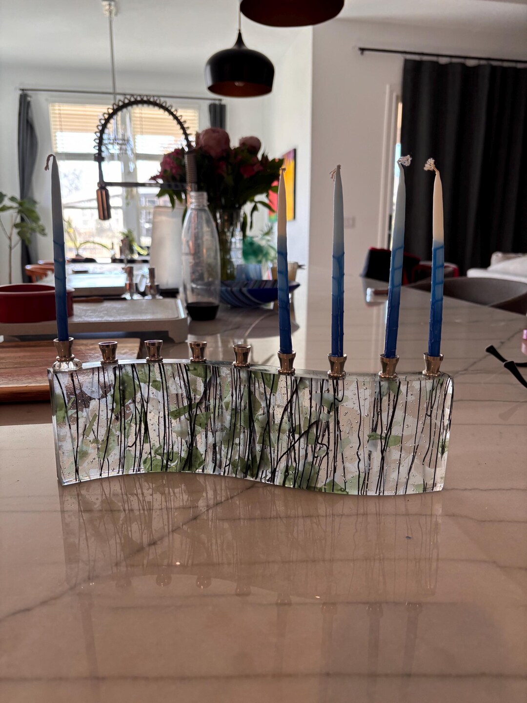 Menorah Hand Made Fused Glass - Etsy