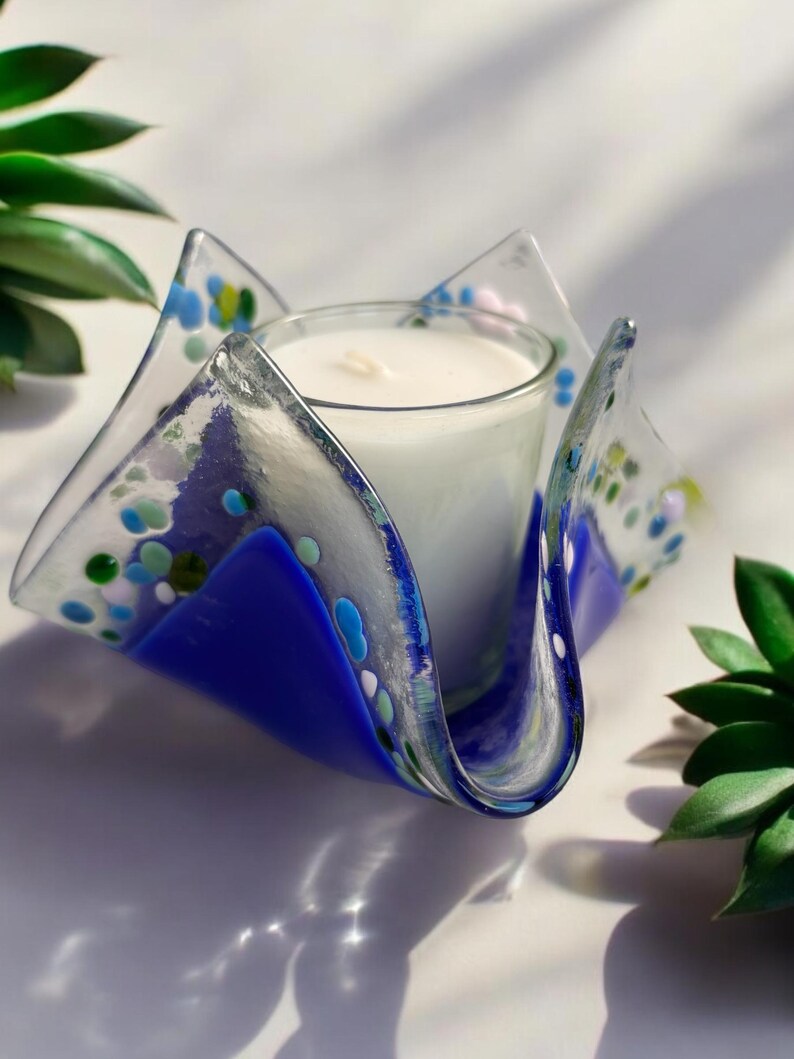 Votive Candle Holder - Hand Made Fused Glass - Etsy