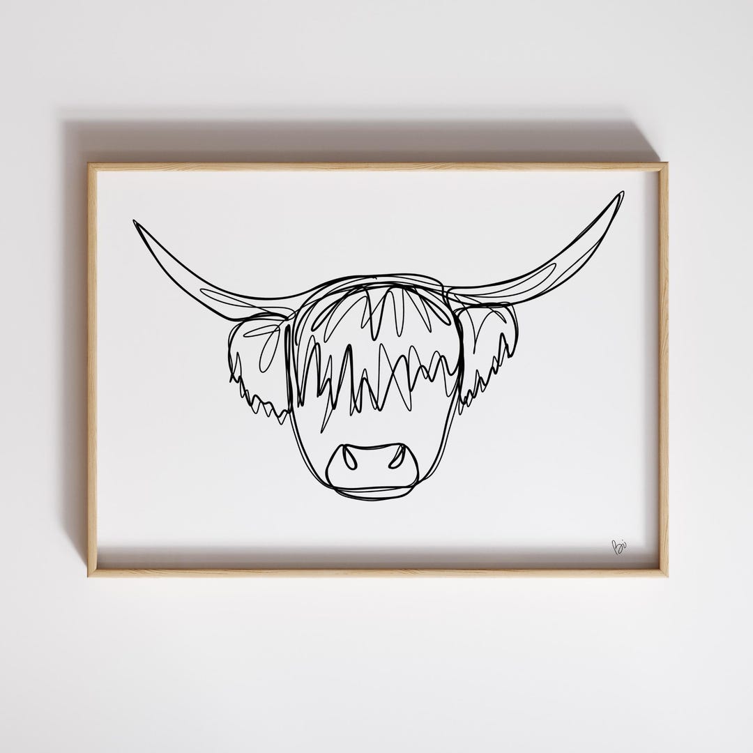 Highland Cow Line Art Digital Download 5000 Px X 4000 Px Printable ...