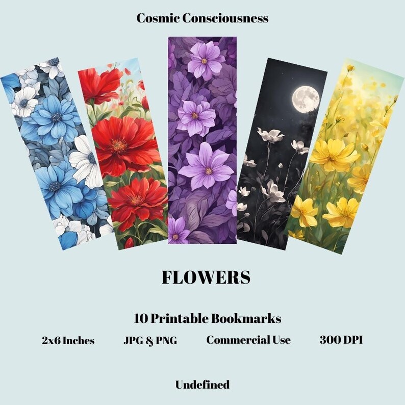Wildflower Bookmarks Set 10 Beautiful, Digital Downloadable Bookmarks ...