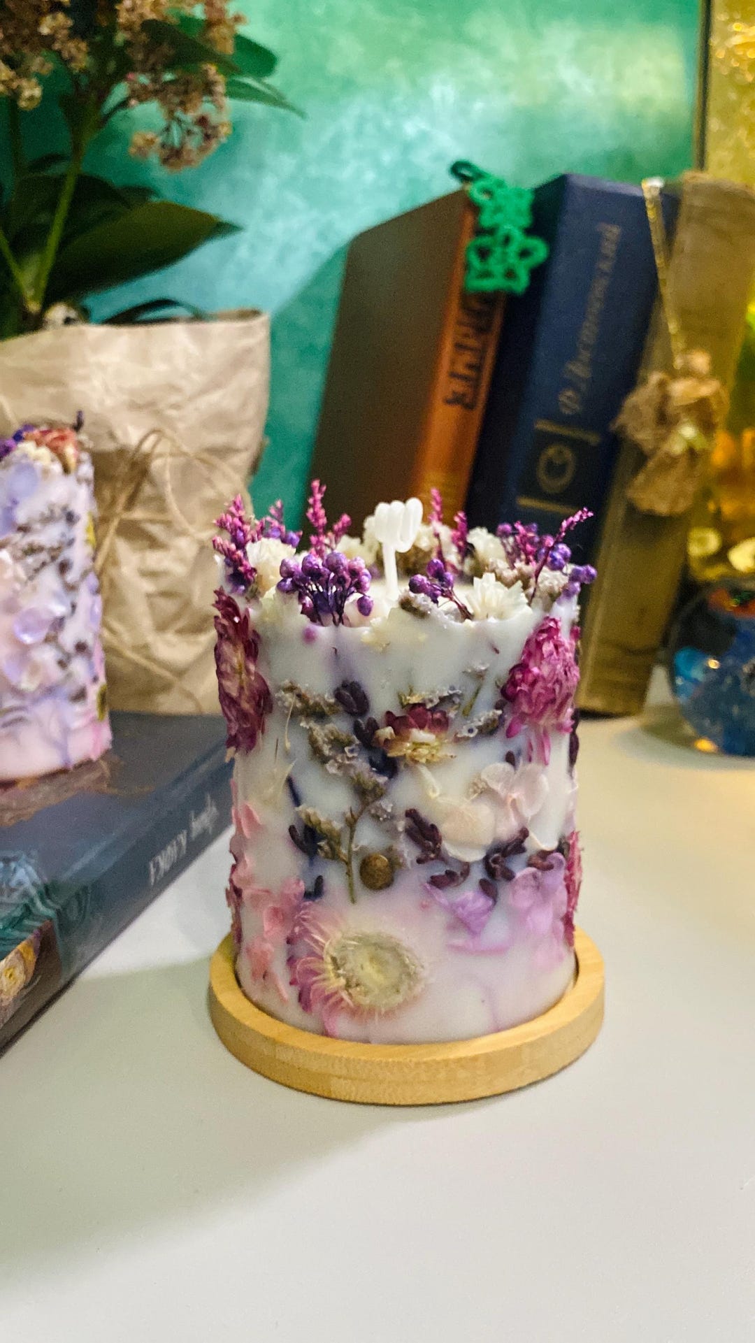 Handmade Botanical Candle, Dried Flower Candle - Etsy