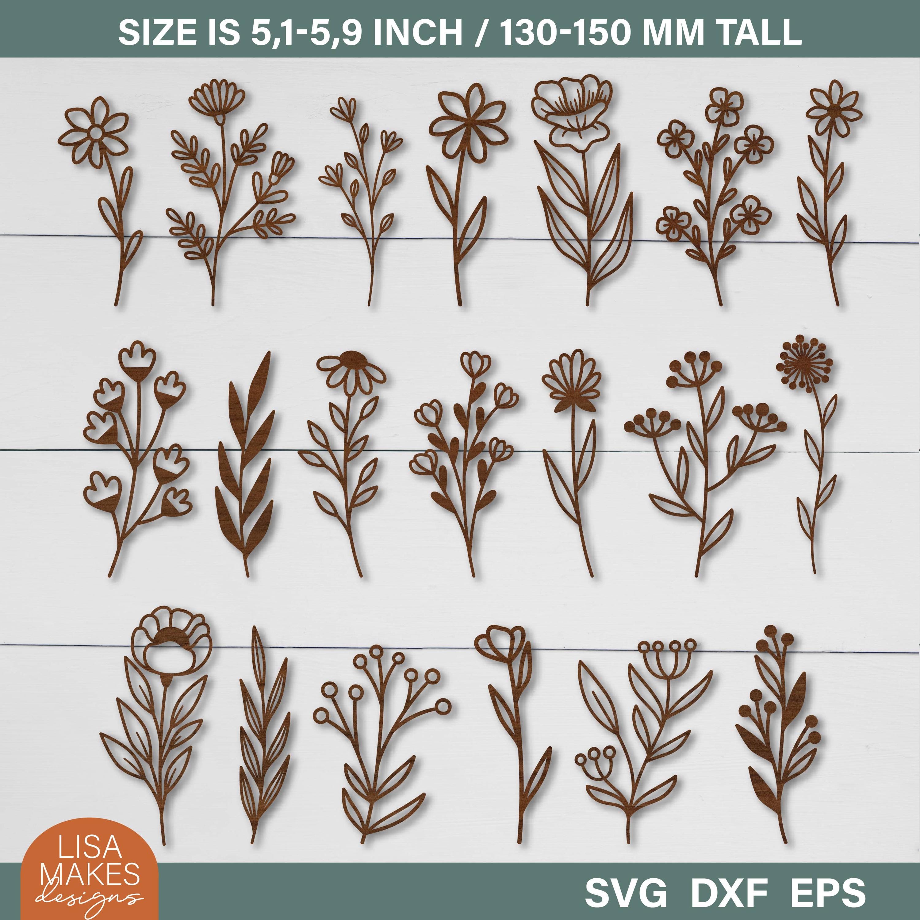 Wildflowers Svg Bundle Wildflower Laser Cut Files Wooden Bouquet Svg ...