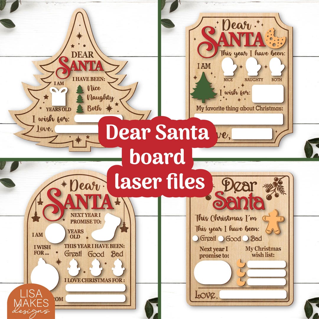 Dear Santa Boards Laser Cut Bundle Christmas Wish Boards Wooden Xmas ...