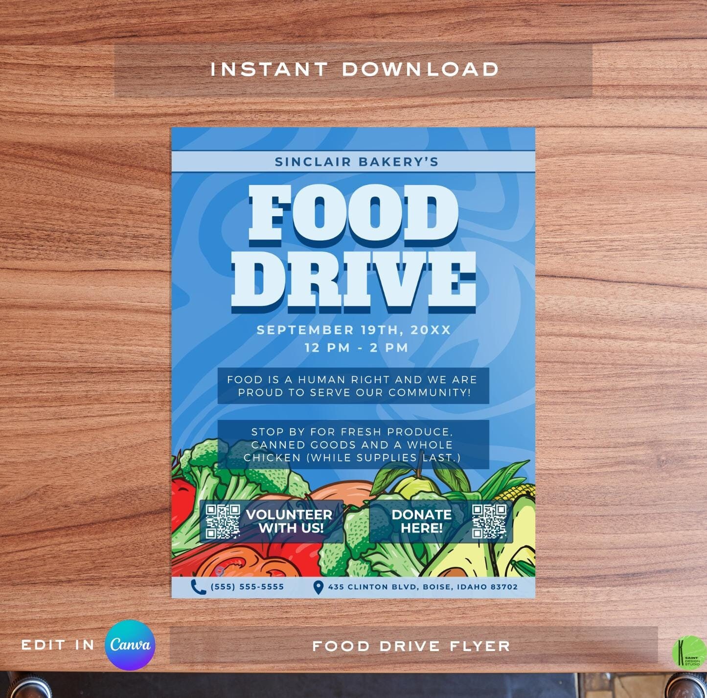 Food Drive Flyer Template, Community Outreach Flyer, DIY Instant ...