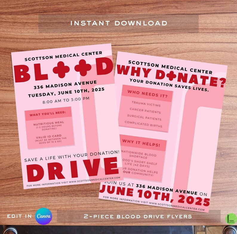 Blood Drive Flyer Template, Community Outreach Flyer, DIY Instant ...