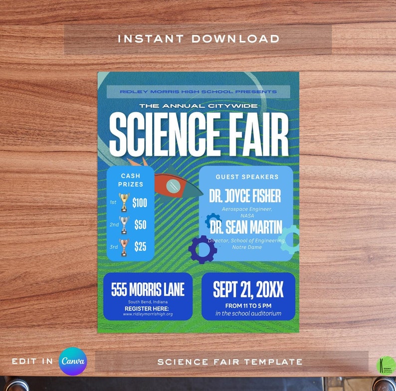Science Fair Template, STEM Flyer, DIY Instant Download, Editable Event ...