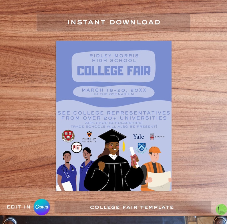 College Fair Template, Career Day Flyer, DIY Instant Download, Editable ...