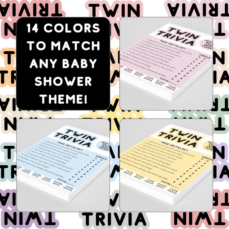 PDF: Twin Trivia, Baby Shower Game Printable W/ Answer Key, 14 ...