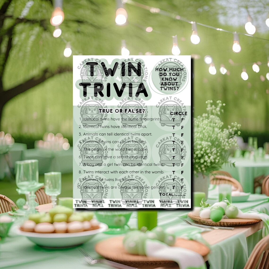 PDF: Twin Trivia, Baby Shower Game Printable W/ Answer Key, 14 ...