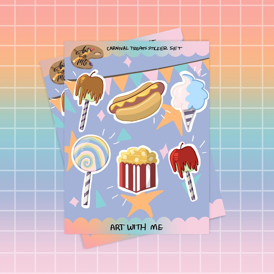 Colorful Carnival Treats Sticker Sheet | Fun Fair Food Stickers | Candy ...