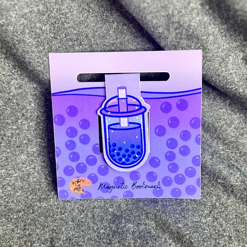 Purple Boba Tea Bookmark Cute Bubble Tea Accessory Kawaii Stationery ...