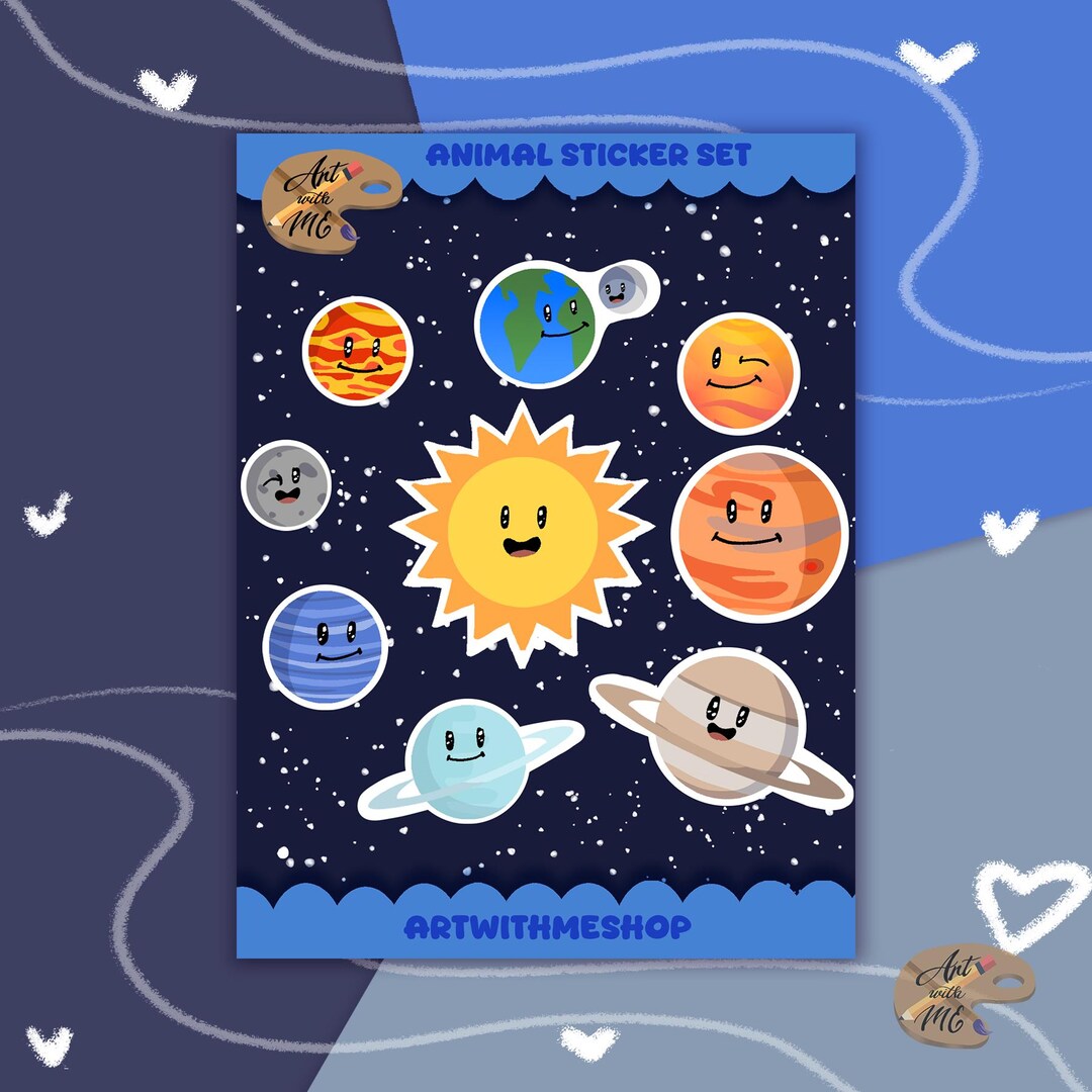 Solar System Sticker Sheet: Waterproof Planet & Star Decals - Etsy