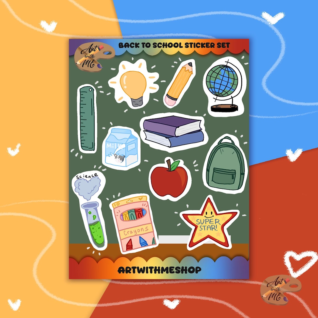 Back to School Sticker Sheet | Cute School Supplies, Classroom Decor ...