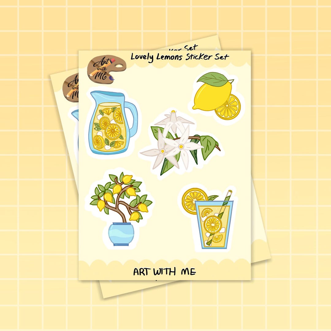 Lemon-themed Sticker Sheet | Fresh Citrus Stickers for Planners ...