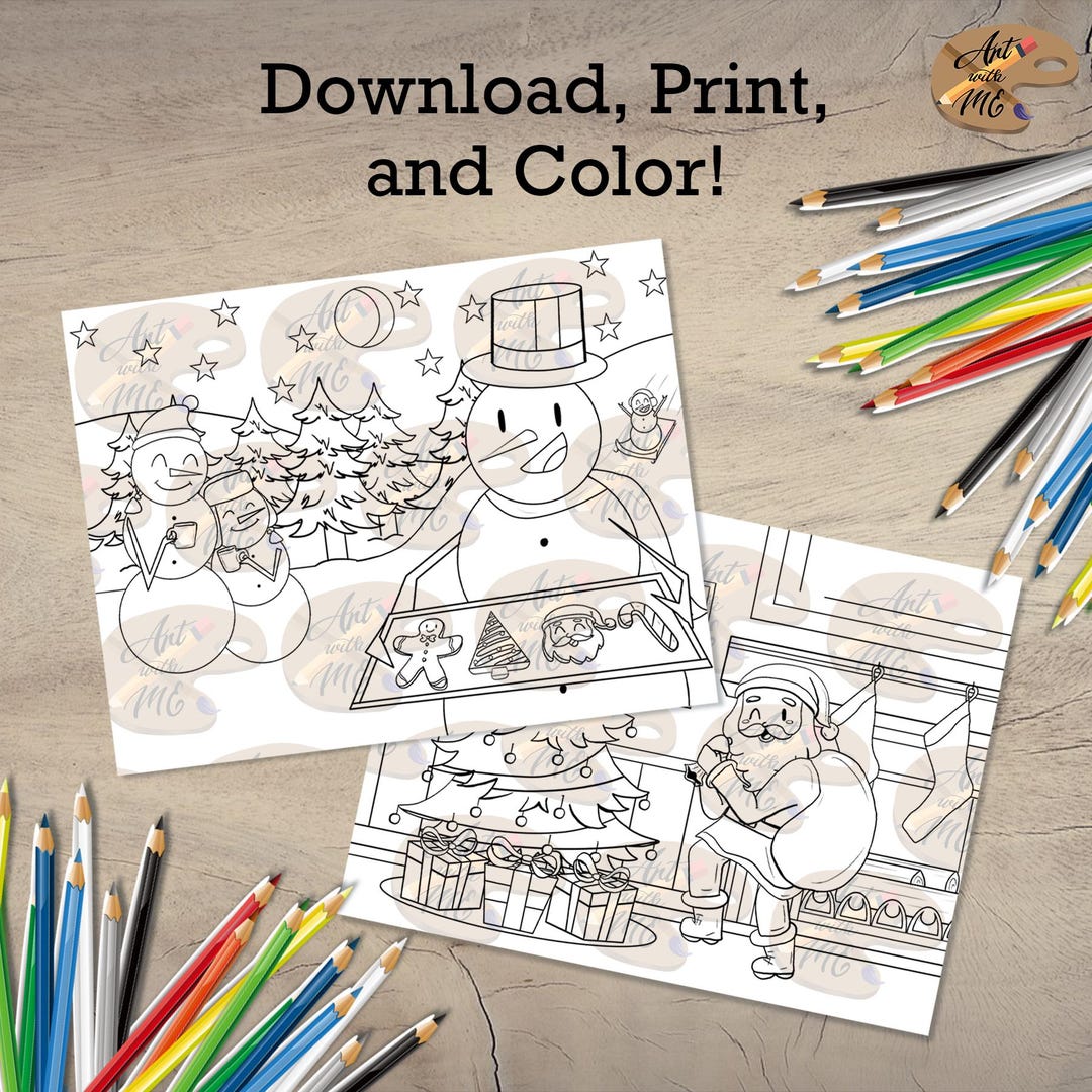Printable Christmas Coloring Pages | Santa Claus & Snowmen | Holiday ...