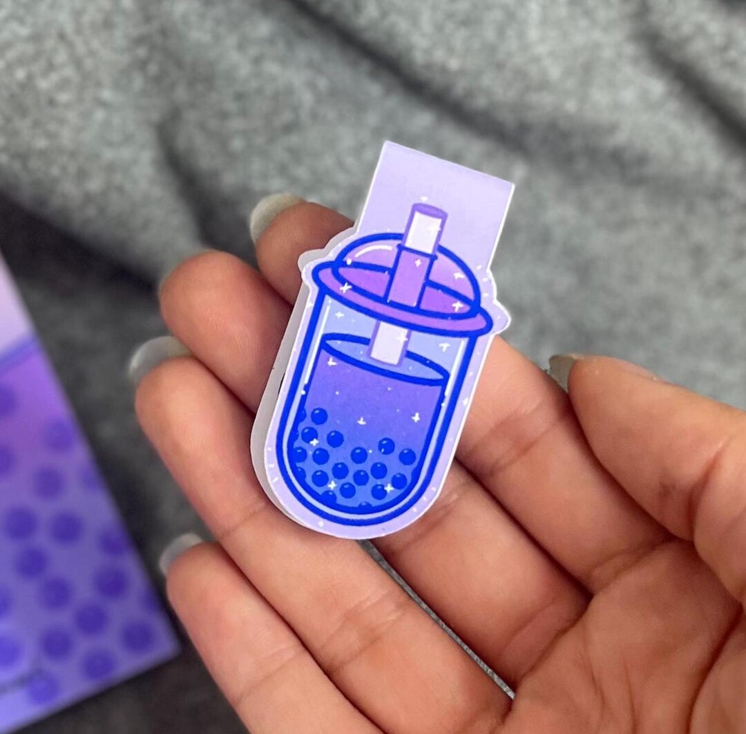 Purple Boba Tea Bookmark Cute Bubble Tea Accessory Kawaii Stationery ...