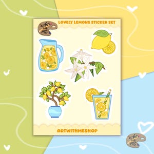 Lemon-themed Sticker Sheet | Fresh Citrus Stickers for Planners ...