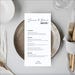 Minimalist Wedding Menu Card Template, Printable Wedding Tall Menu ...