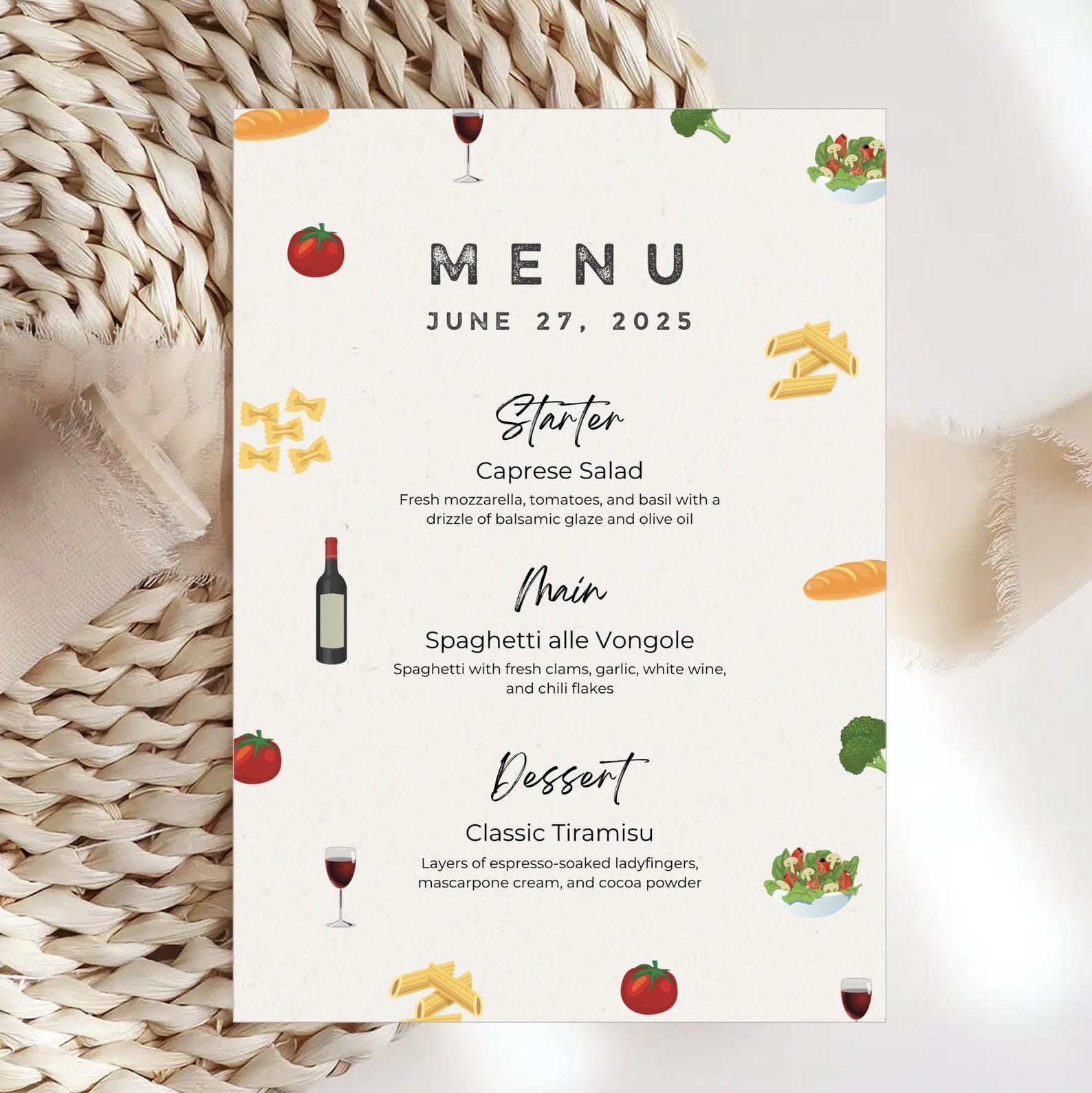 Italian-inspired Dinner Menu | 3 Course Menu for Dinner Party | Italian ...