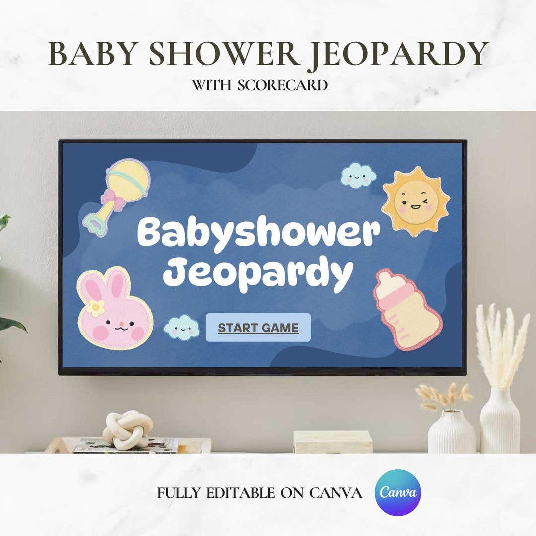 Baby Shower Jeopardy Game Template | Cute Baby Animal Bachelorette ...