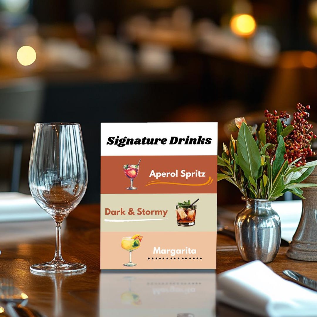 Modern Drinks Menu Template. Signature Drinks Sign Template ...