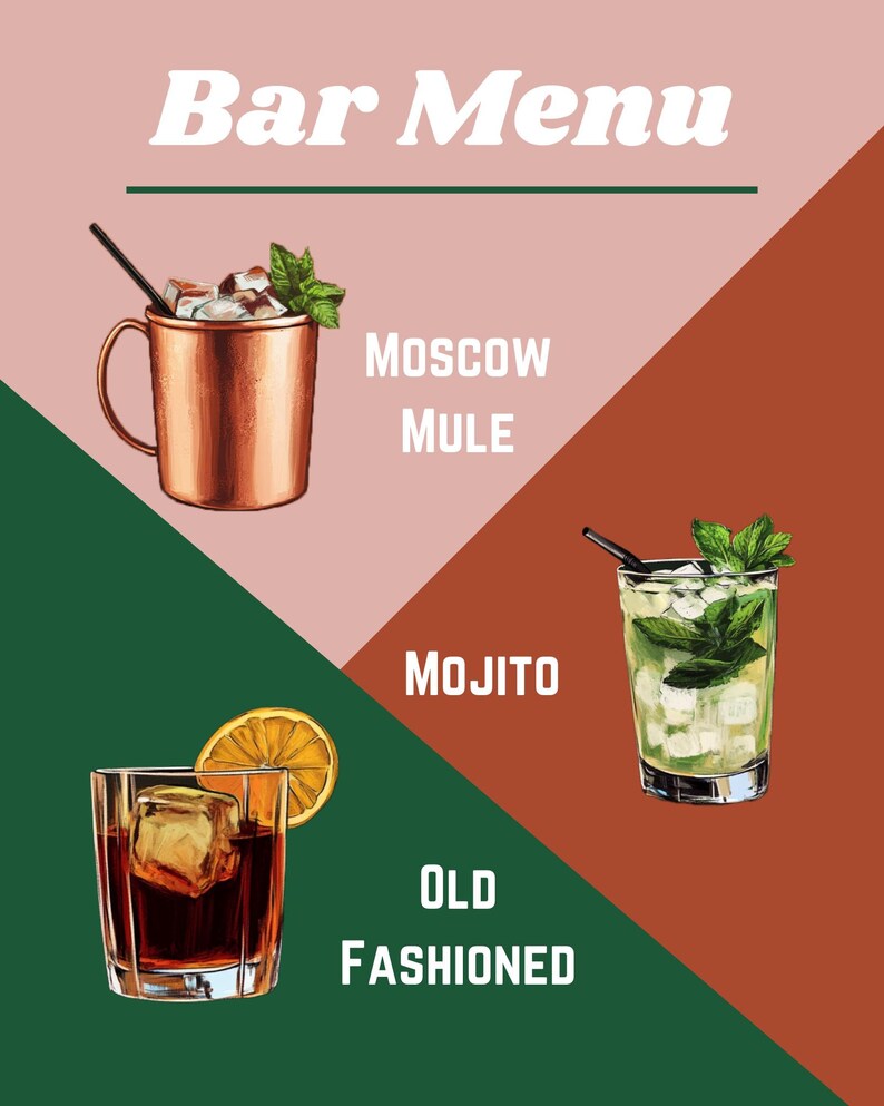 Customizable Drinks Menu Template. Signature Drinks Sign Template. Easy ...