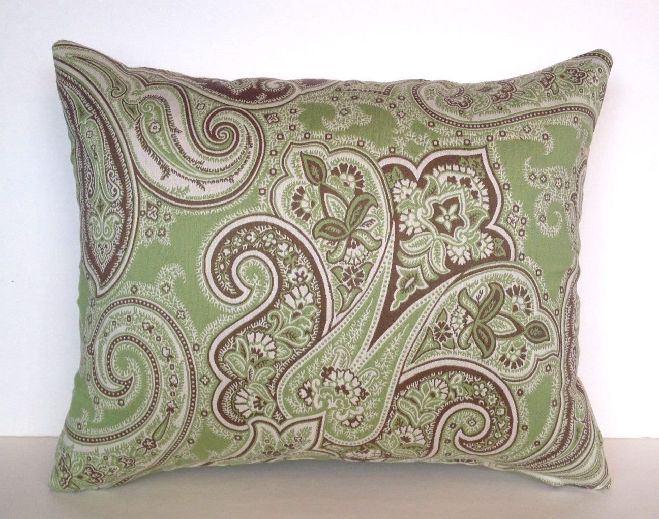 25" X 18" Pierre Frey Throw Pillow Cover Paisley Green Brown Lime ...