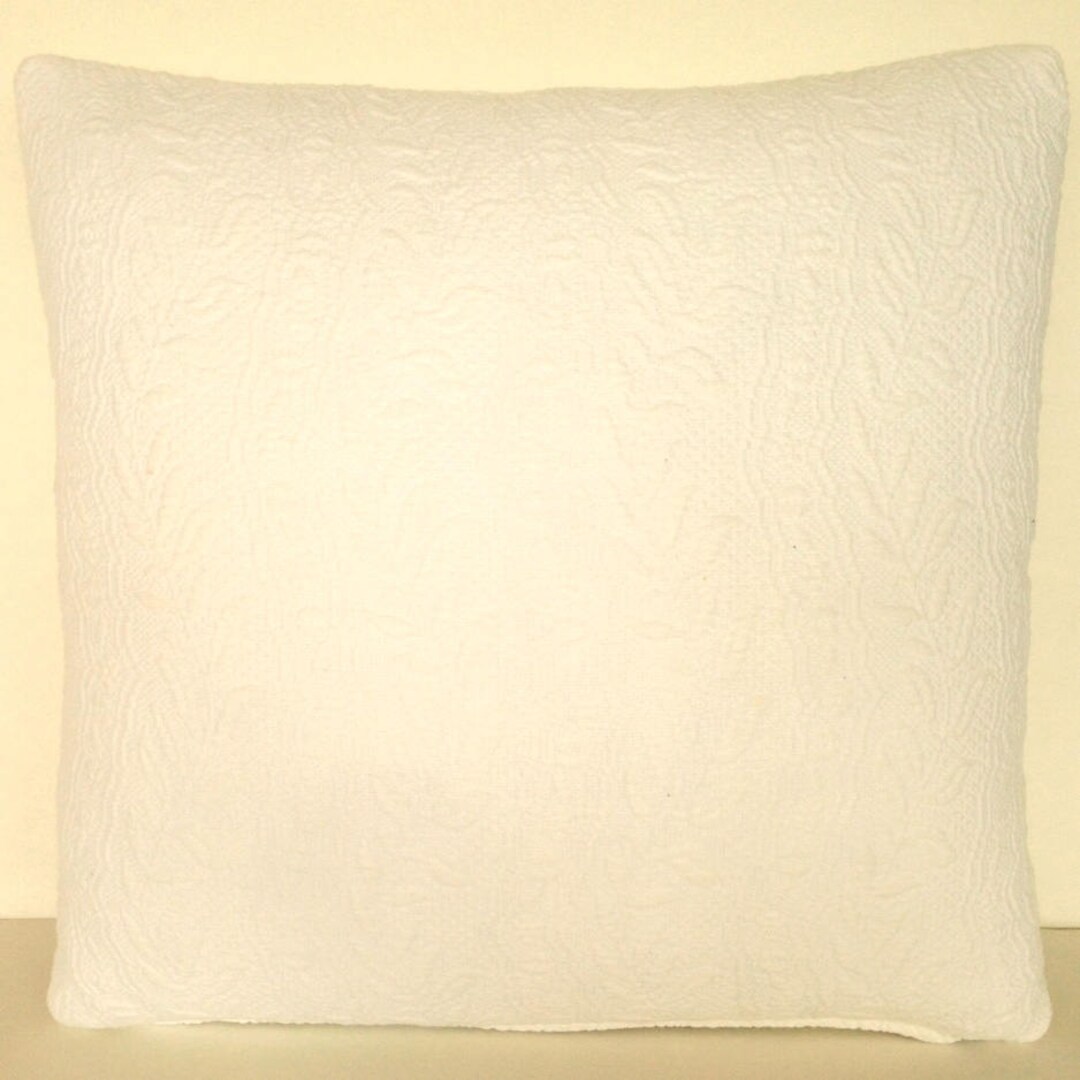 14" X 14" Matelasse Square Throw Pillow Cover White Vine Decorative ...