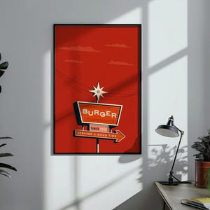Route 66 Road Sign Vintage Wall Art Print, Retro Poster, Digital ...