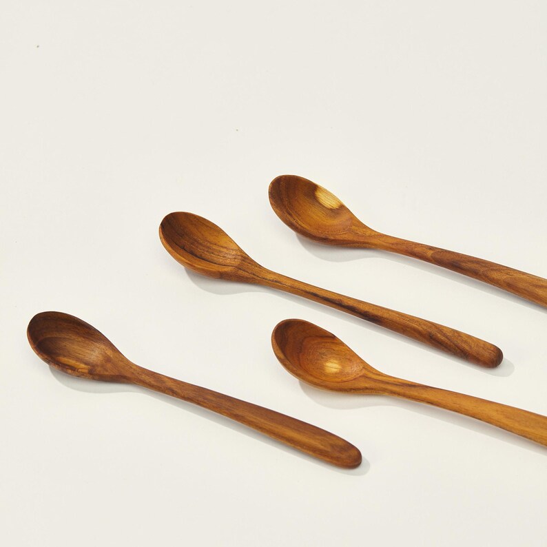 Handcrafted Teak Wood Spoons - Cocktail, Coffee, Soup - Set of 4 - Etsy