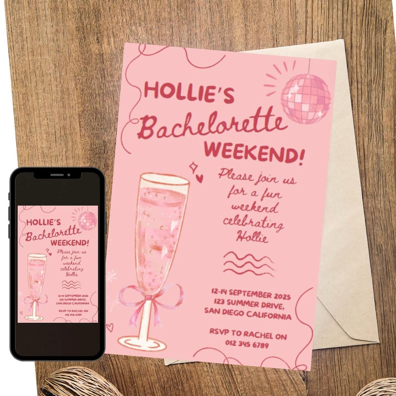 Bach Weekend Itinerary Editable Template Handwritten, Party Weekend ...