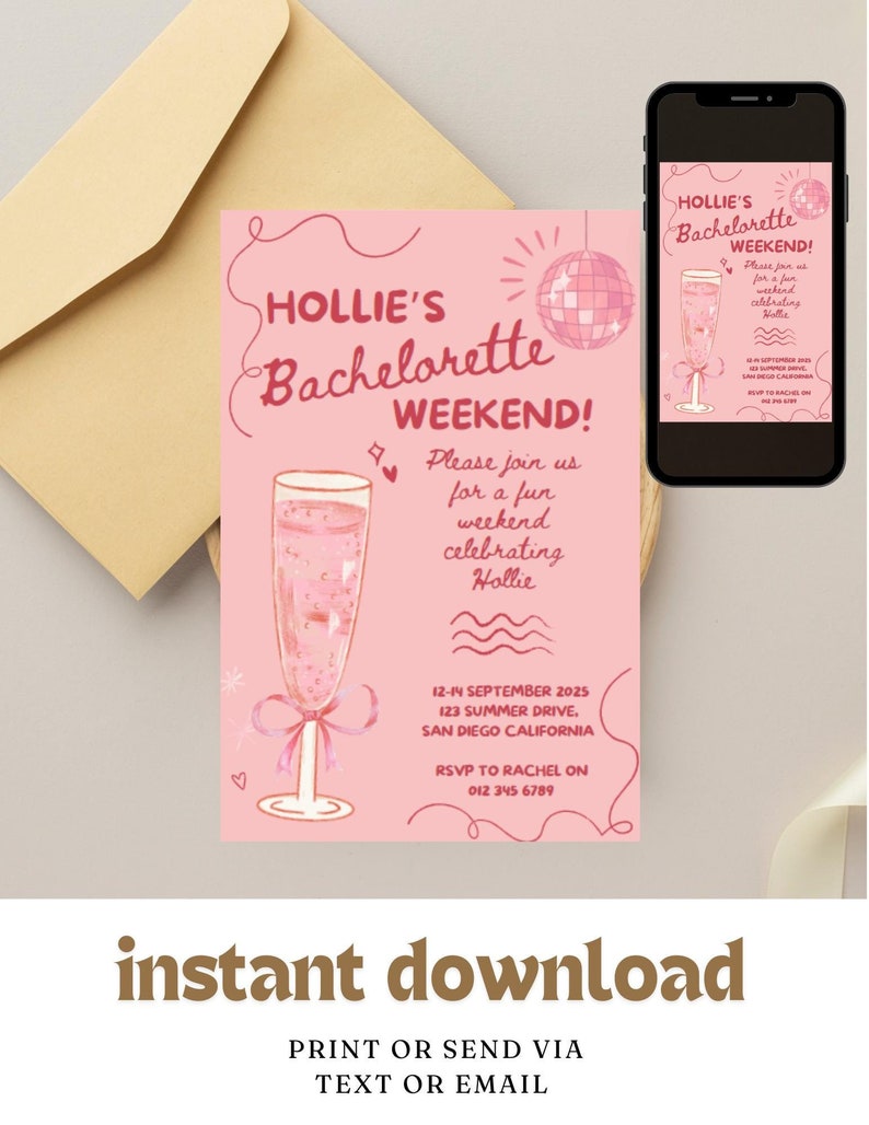 Bach Weekend Itinerary Editable Template Handwritten, Party Weekend ...