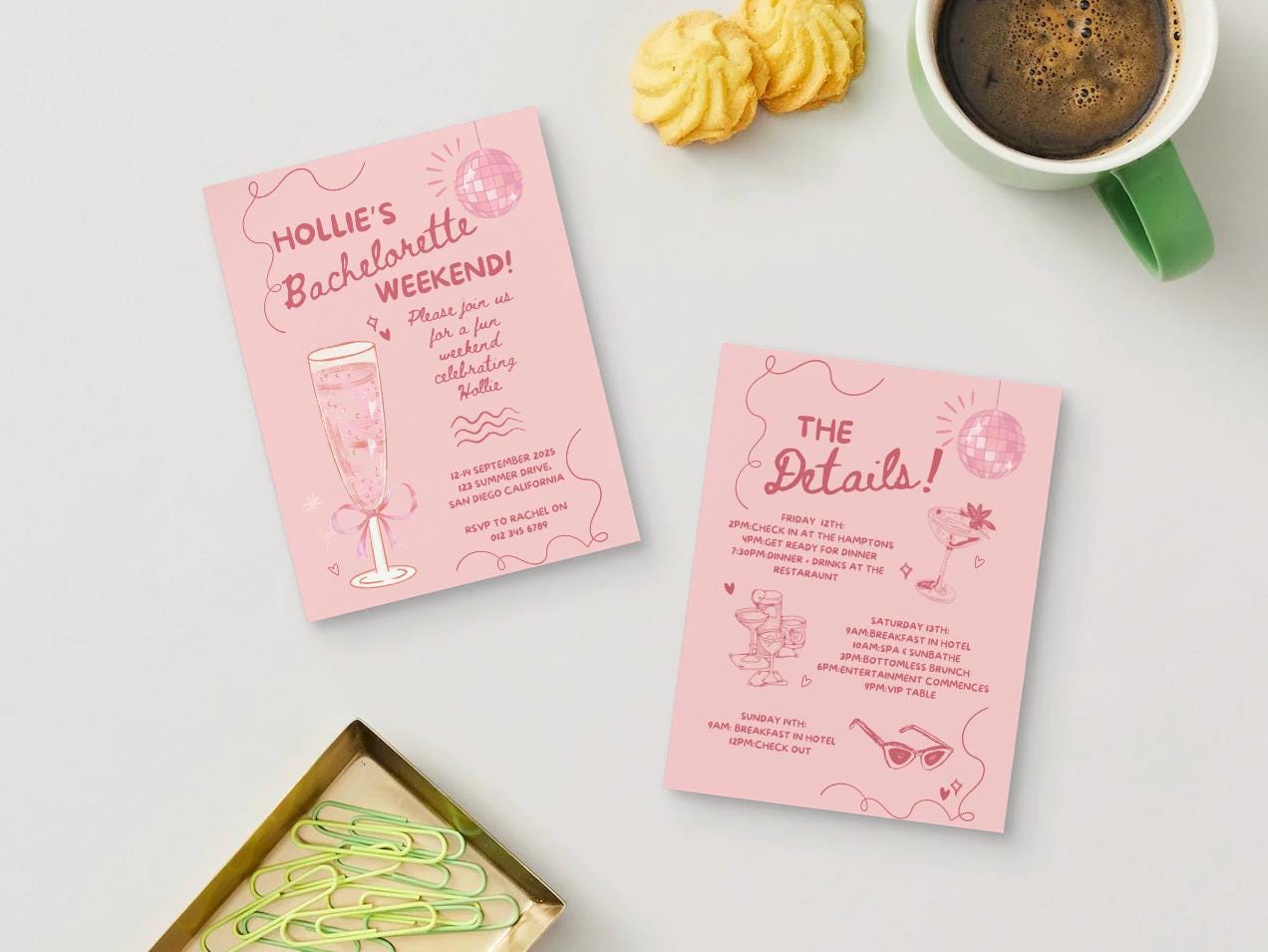 Bach Weekend Itinerary Editable Template Handwritten, Party Weekend ...