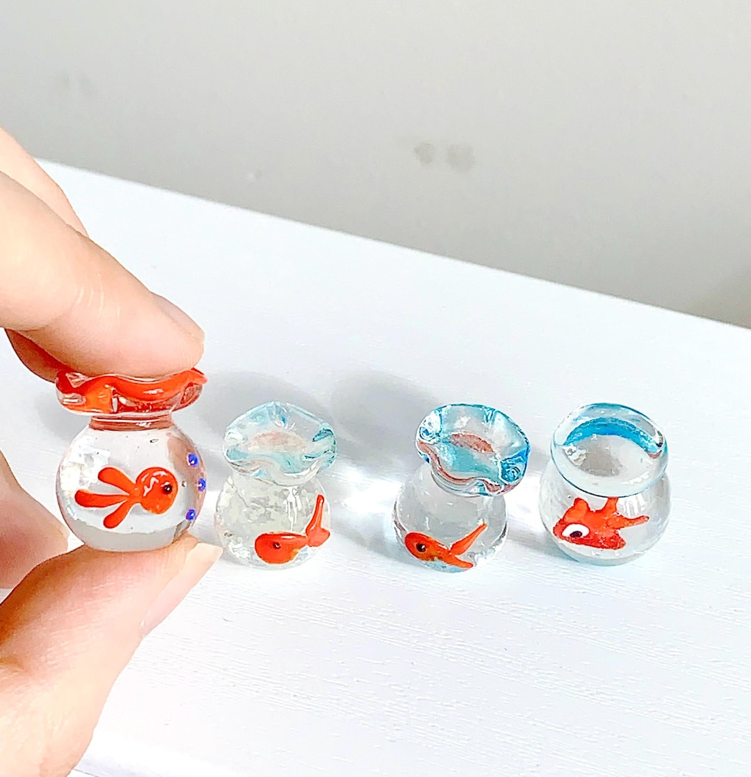 Mini Glass Fishbowl Set, Holiday Gift Set With Cute Fish and Water ...