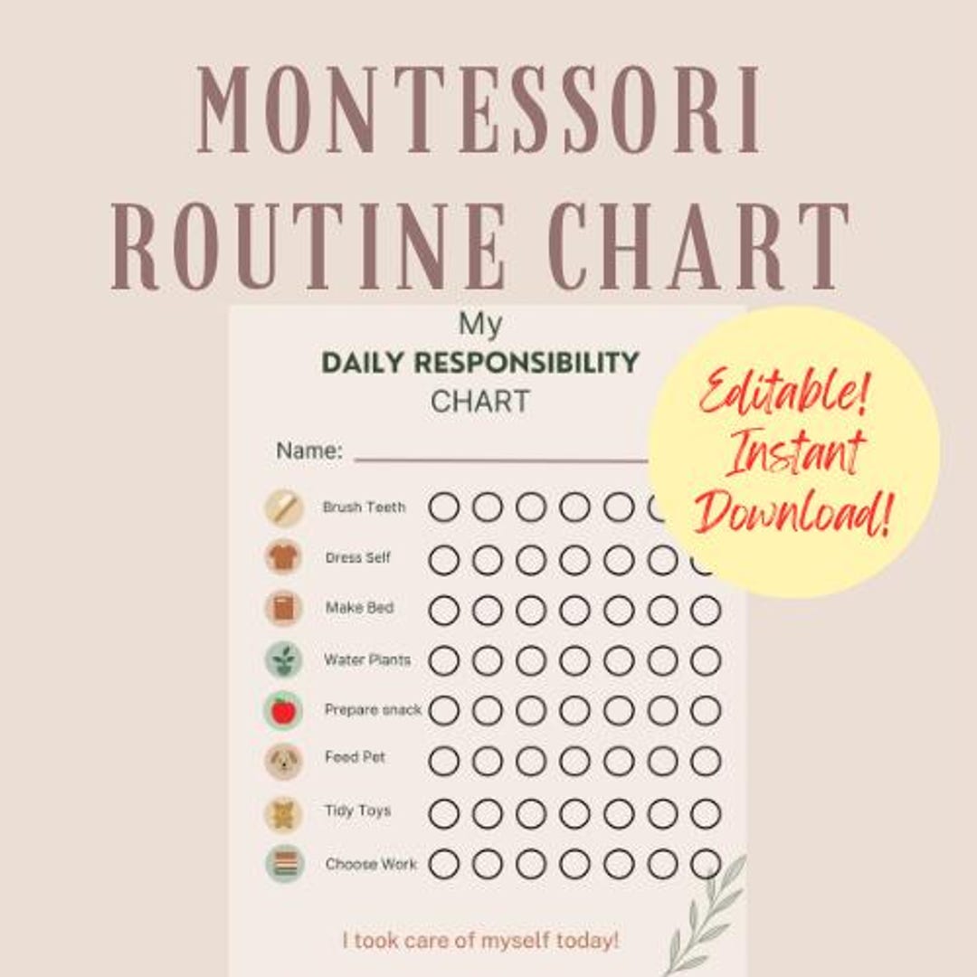 Editable Montessori Toddler Chore Chart – Boho Daily Routine PDF ...
