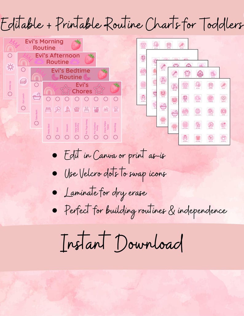 Editable Toddler Routine & Chore Chart – Boho Montessori Visual ...