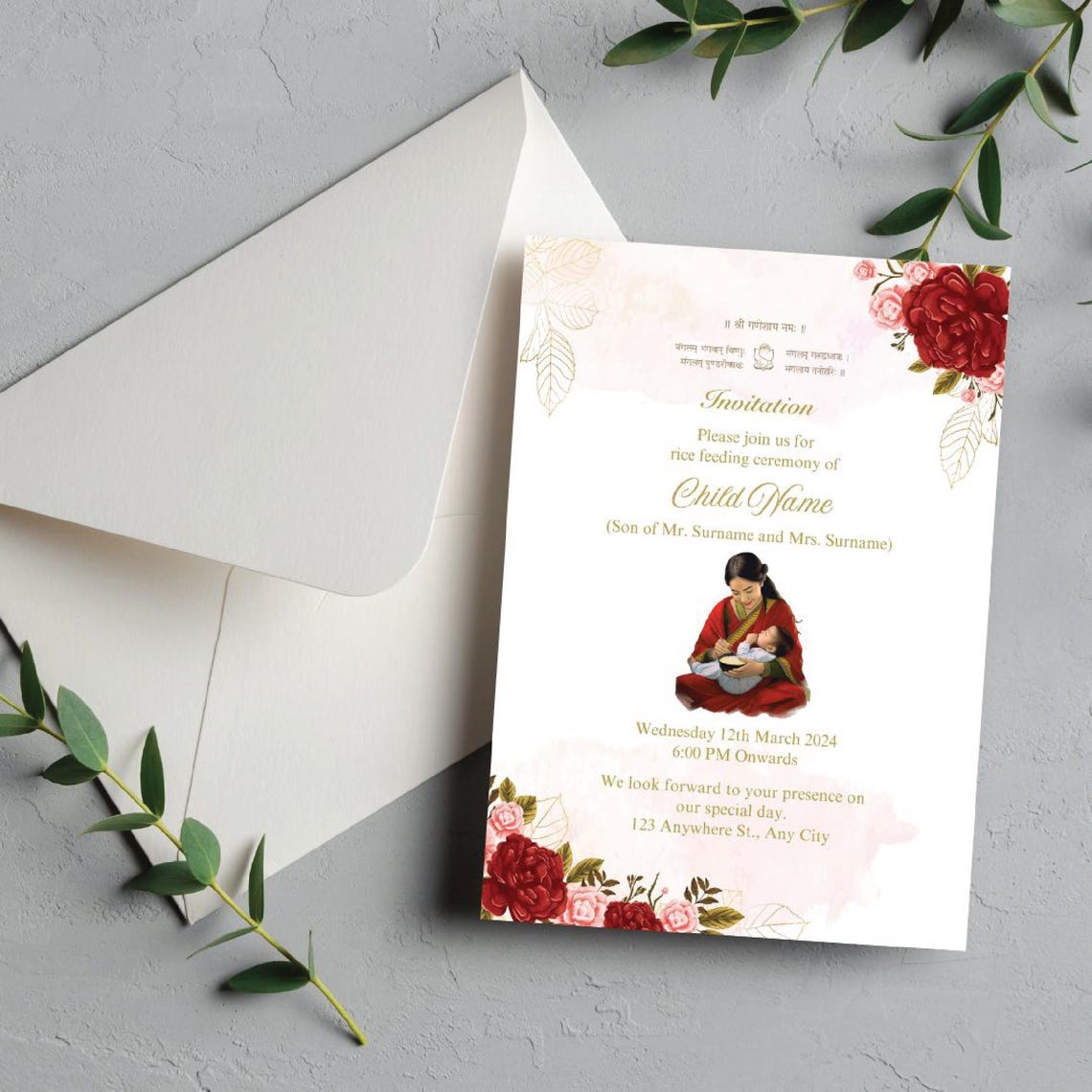 Nepali Pasni Invitation Card | Nepali Rice Feeding Invitation ...