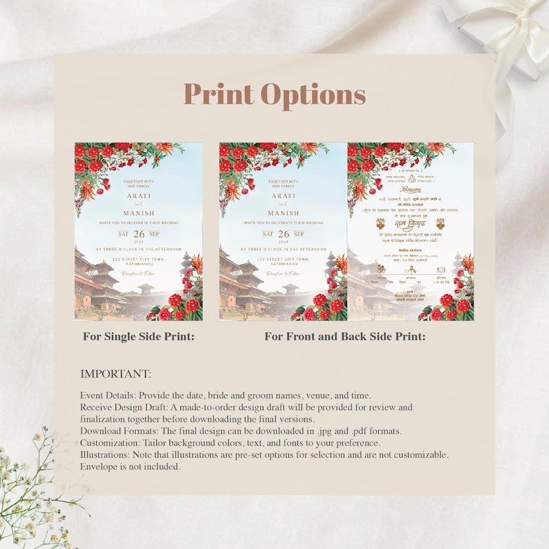 Nepali Wedding Card, Custom Digital Template (5x7 Inch) - Etsy