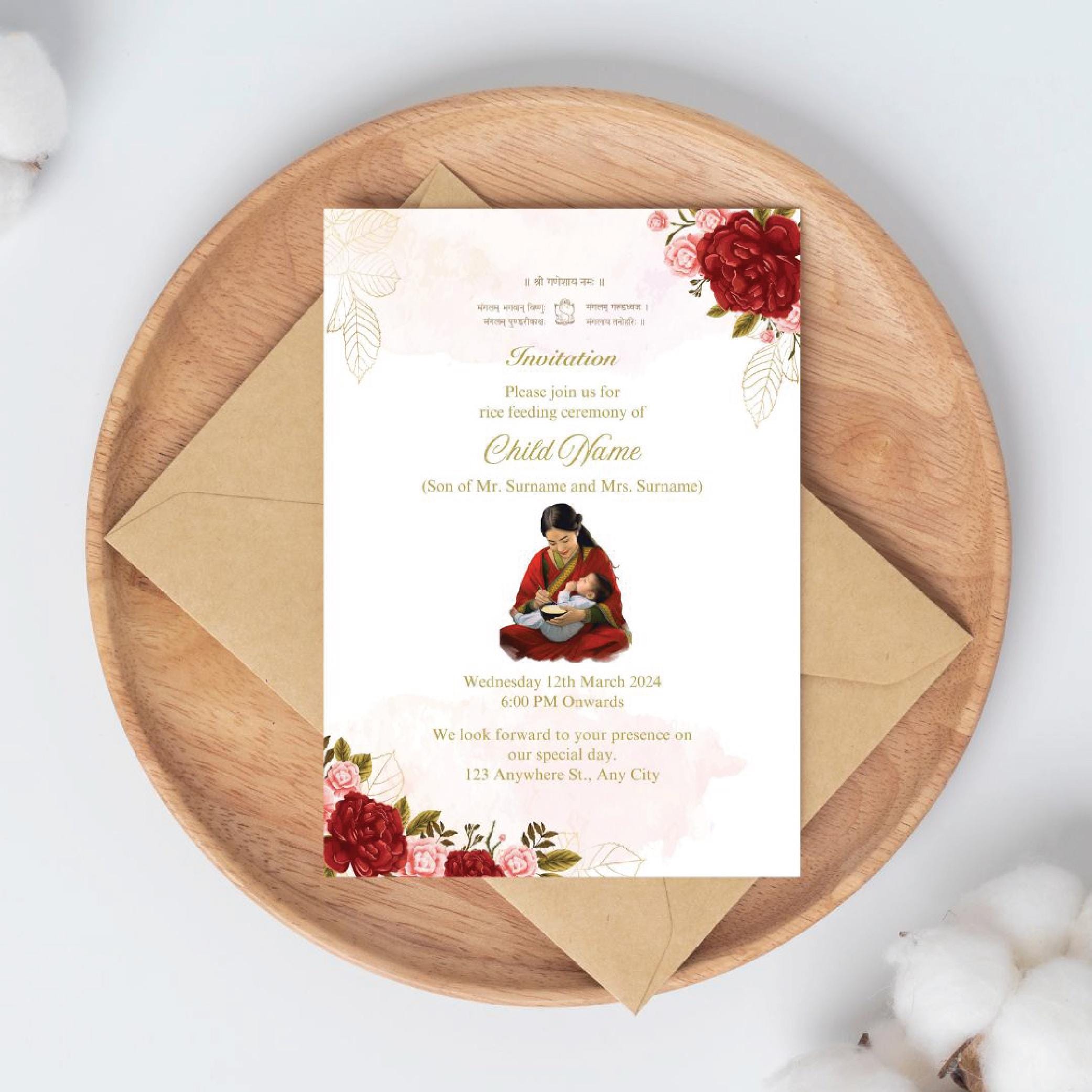 Nepali Pasni Invitation Card | Nepali Rice Feeding Invitation ...