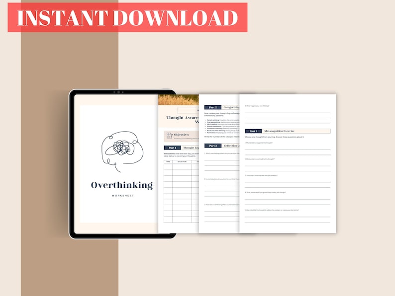 Overthinking Worksheet Digital Download for Mental Clarity and ...