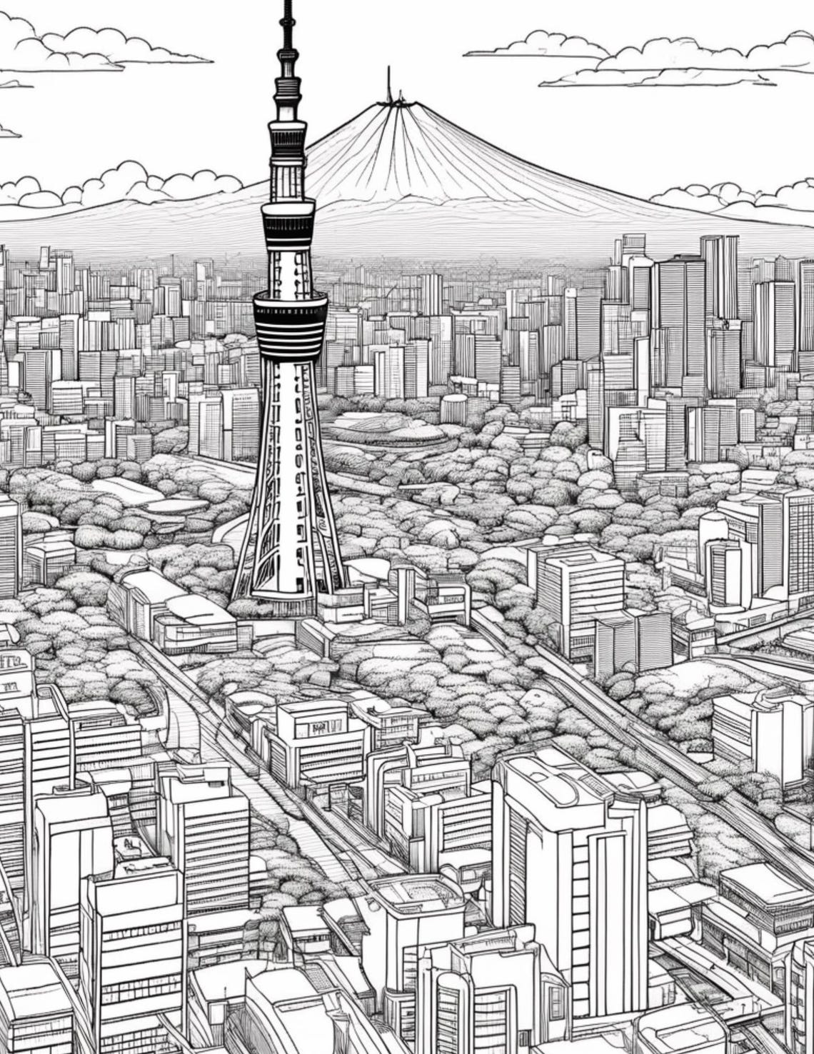 Tokyo Digital Coloring Book | Printable Japan Coloring Pages | Japanese ...