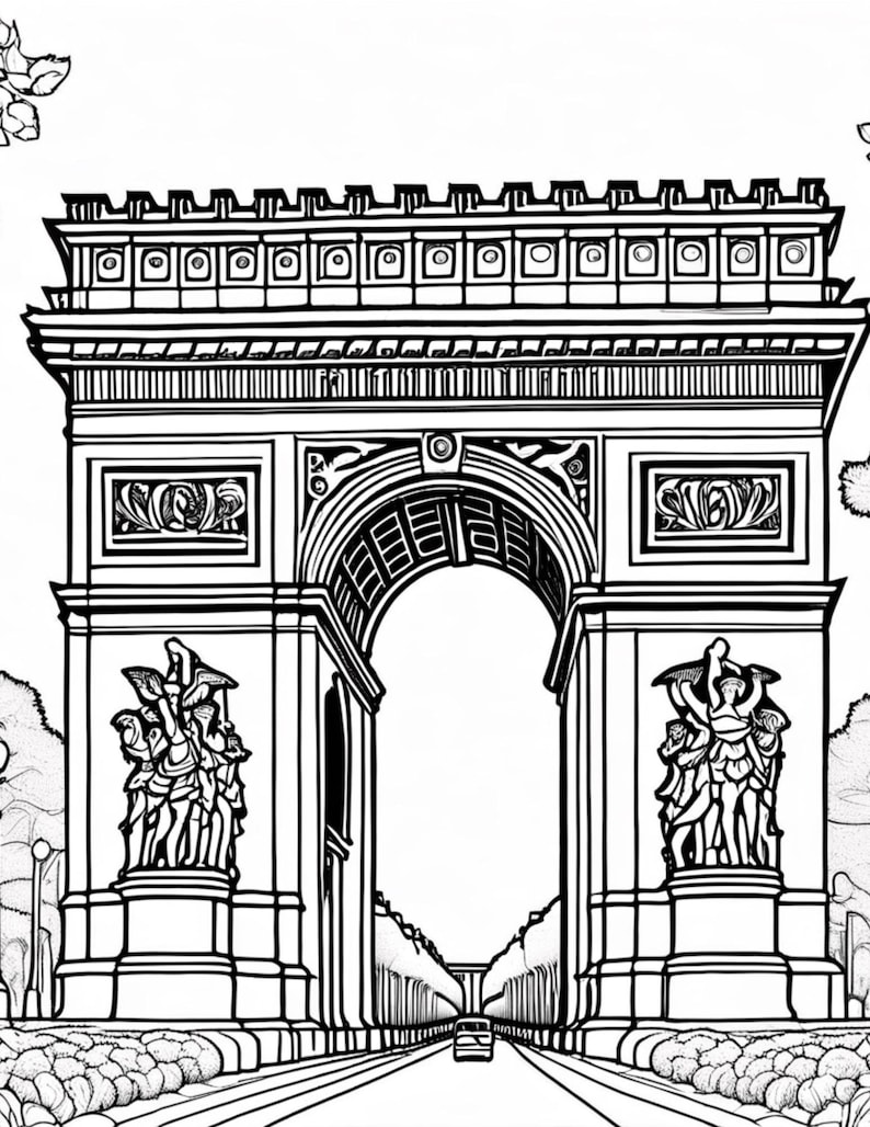 Paris Coloring Book, 25 Beautiful Pages of Iconic Paris Landmarks and ...