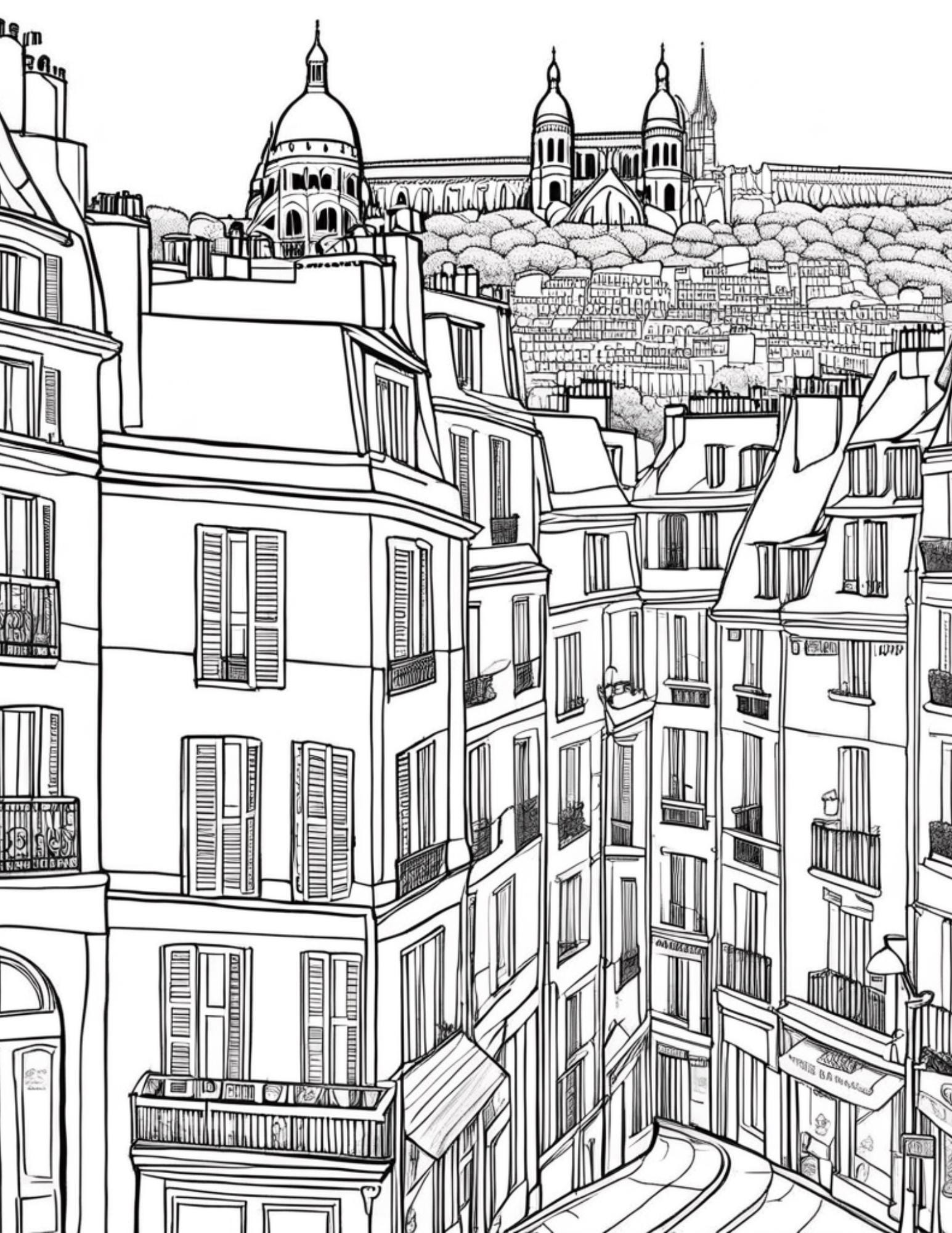 Paris Coloring Book, 25 Beautiful Pages of Iconic Paris Landmarks and ...