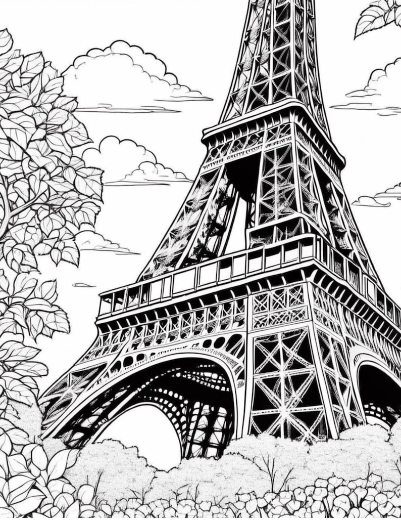 Paris Coloring Book, 25 Beautiful Pages of Iconic Paris Landmarks and ...