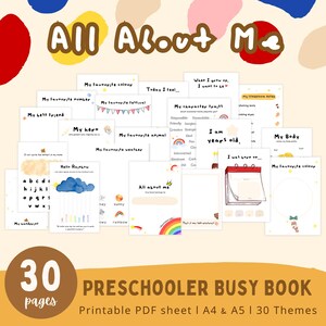 Printable 'all About Me' for Preschoolers, Toddlers, Birthday Busy Book ...